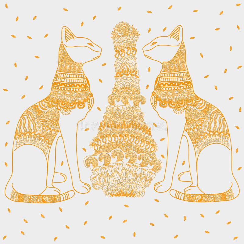 Egypt cat white background stock illustration. Illustration of ...