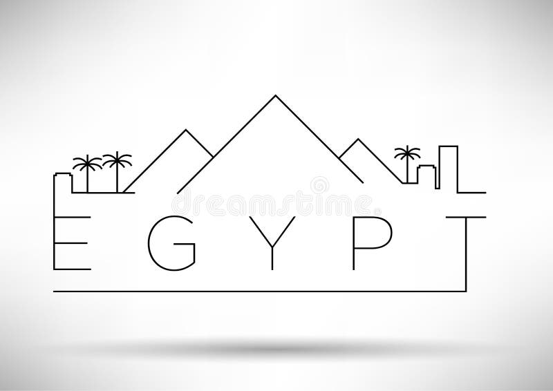 Egypt City Line Silhouette Typographic Design Stock Vector ...