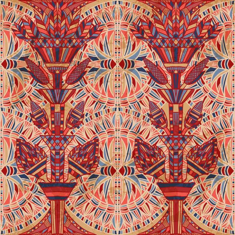 Egypt Colorful Floral Ornament. Vintage Vector Seamless Pattern Stock ...