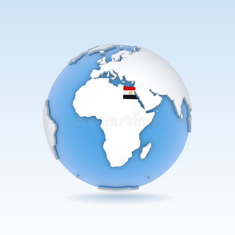 Egypt - Country Map and Flag Located on Globe, World Map. Stock Vector ...