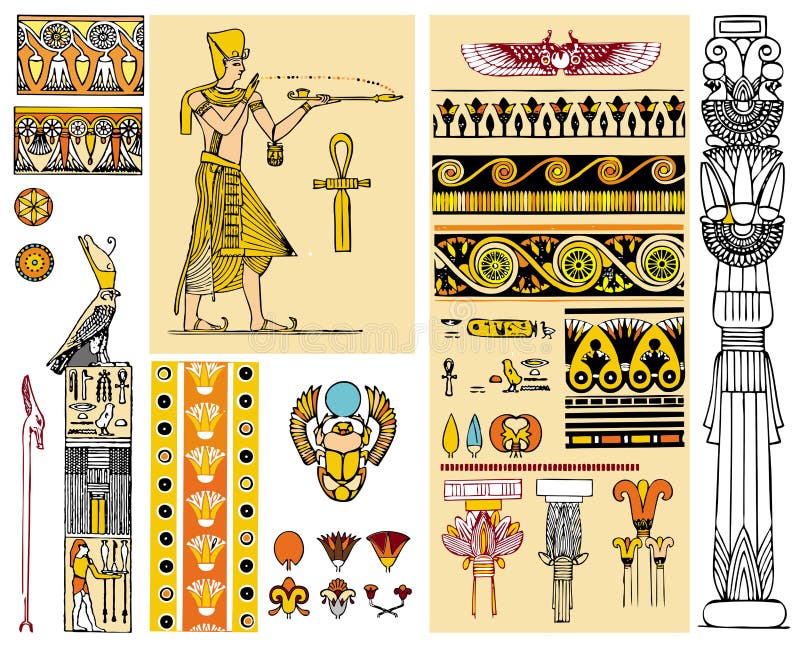 Egypt design elements stock vector. Illustration of hieroglyphics - 4002688