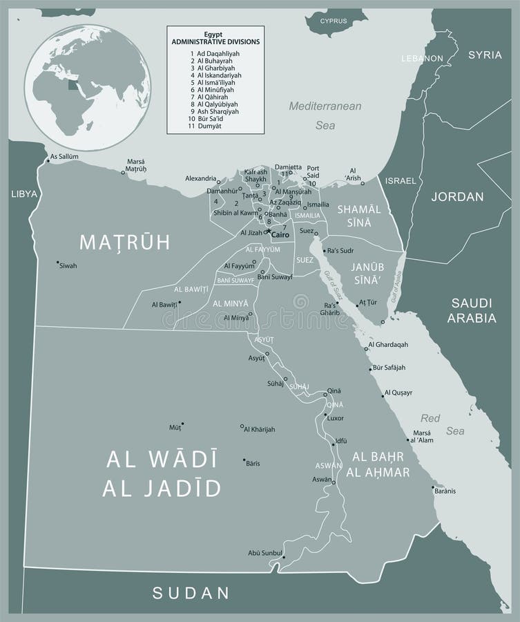 Egypt - Detailed Map with Administrative Divisions Country. Vector ...