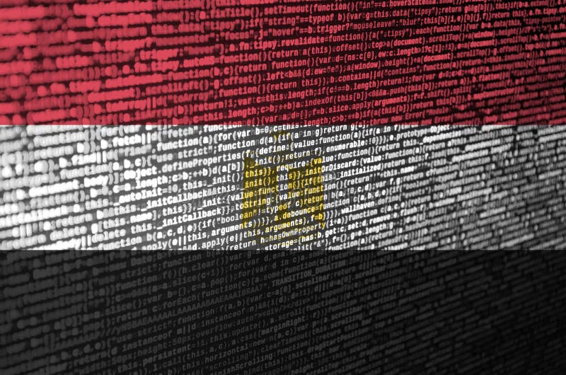 Egypt Flag is Depicted on the Screen with the Program Code. the Concept ...