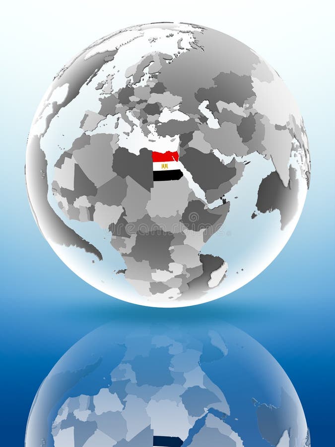 Egypt on political globe stock illustration. Illustration of object ...
