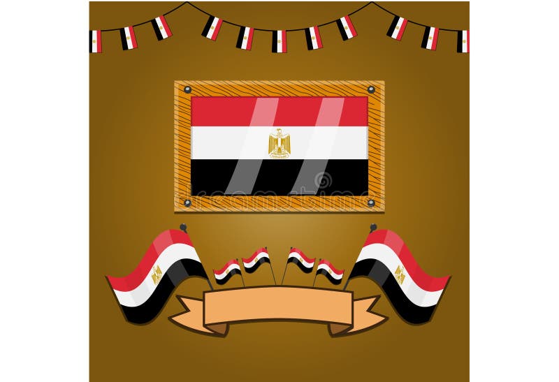 Egypt Flags on Frame Wood, Label Stock Vector - Illustration of country ...