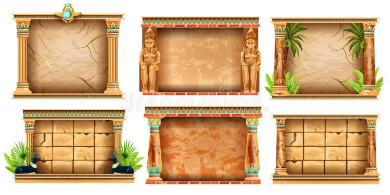 Egypt Game User Interface Frame, Ancient Stone Temple Wall Panel, UI ...