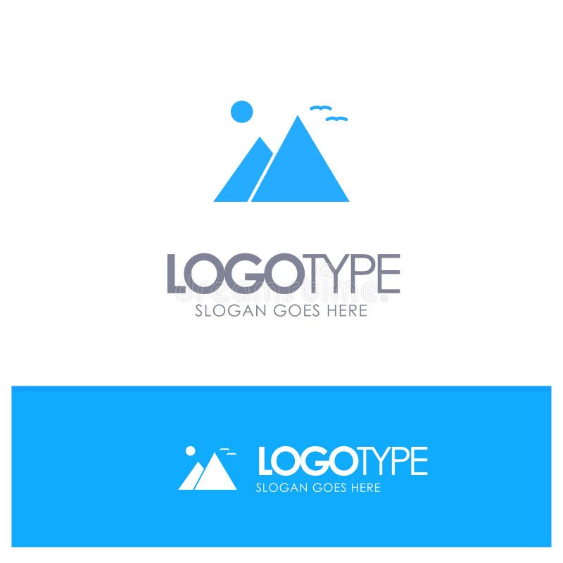 Egypt, Giza, Landmark, Pyramid, Sun Blue Solid Logo with Place for ...