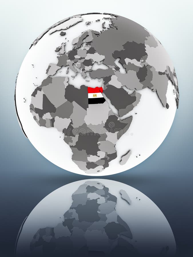 Egypt on globe stock illustration. Illustration of egypt - 124203512