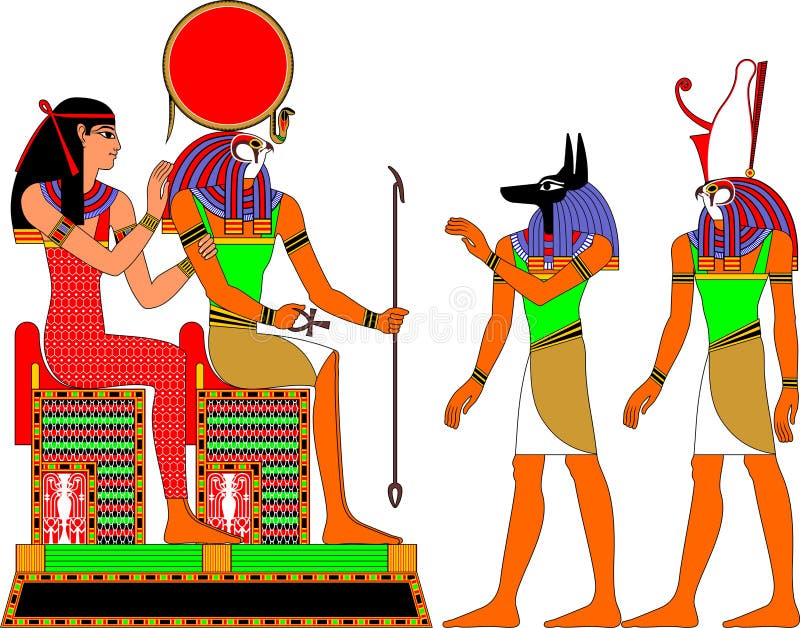 Egyptiska gudar vektor illustrationer. Illustration av illustration ...