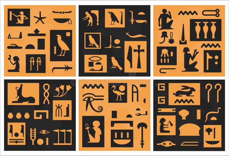 Egypt Hieroglyph Decoration at Pattern Set Stock Vector - Illustration ...