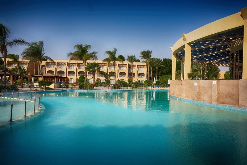 Egypt hotel pool stock photo. Image of facade, holiday - 146793120