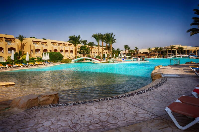 Hotel pool in Egypt stock photo. Image of luxury, tourist - 139919640