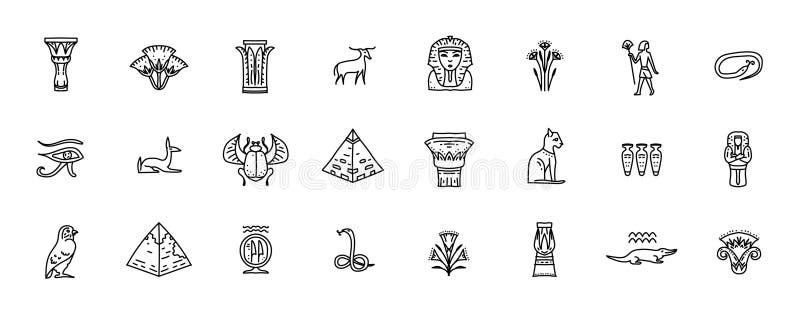 Egypt Icons and Design Elements Isolated Stock Vector - Illustration of ...