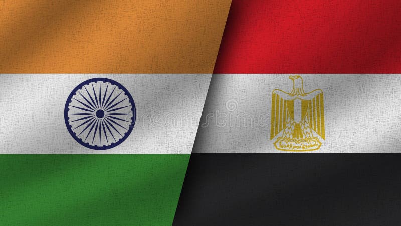 Egypt and India Realistic Two Flags Together Stock Illustration ...