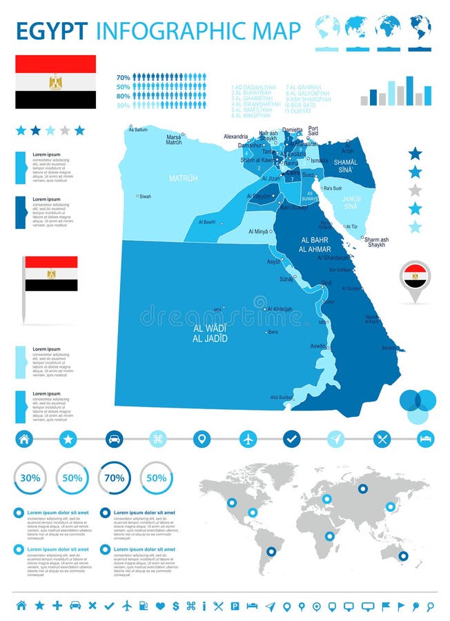 Egypt - Infographic Map and Flag - Illustration Stock Illustration ...