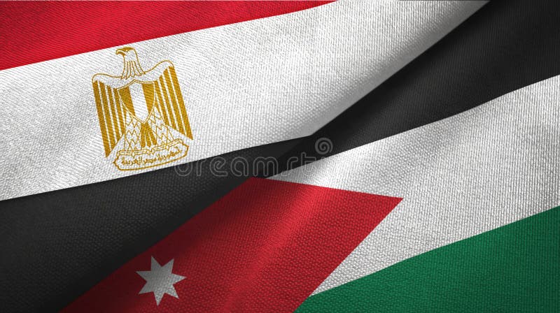 Egypt and Jordan Two Flags Textile Cloth, Fabric Texture Stock ...