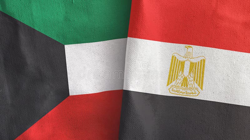 Egypt and Kuwait Realistic Flag â€“ Fabric Texture Illustration Stock ...