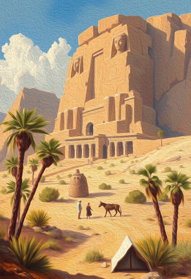 Egypt . Landscape in Oil Paint. Pattern for Printing on Wall ...