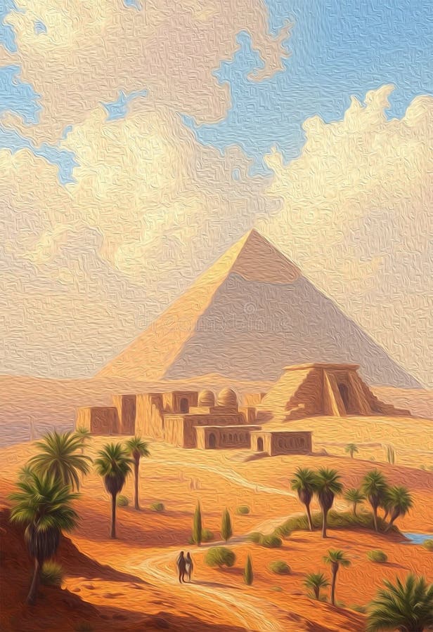 Egypt . Landscape in Oil Paint. Pattern for Printing on Wall ...