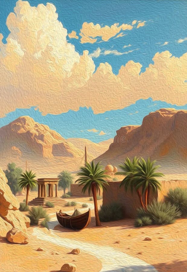 Egypt . Landscape in Oil Paint. Pattern for Printing on Wall ...