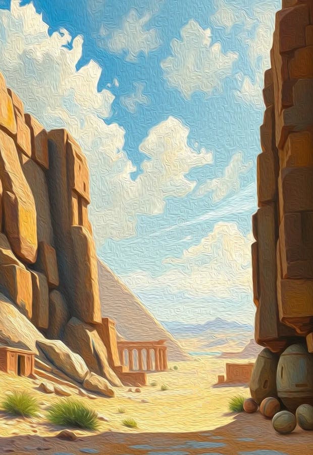 Egypt . Landscape in Oil Paint. Pattern for Printing on Wall ...
