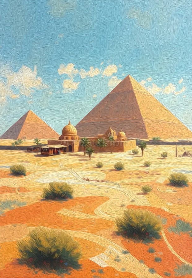 Egypt . Landscape in Oil Paint. Pattern for Printing on Wall ...