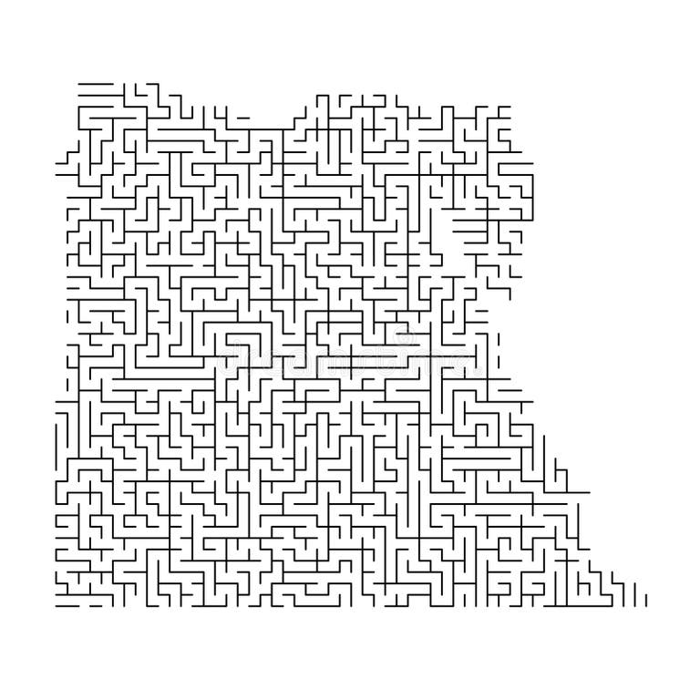 Egypt Map from Black Pattern of the Maze Grid. Vector Illustration ...