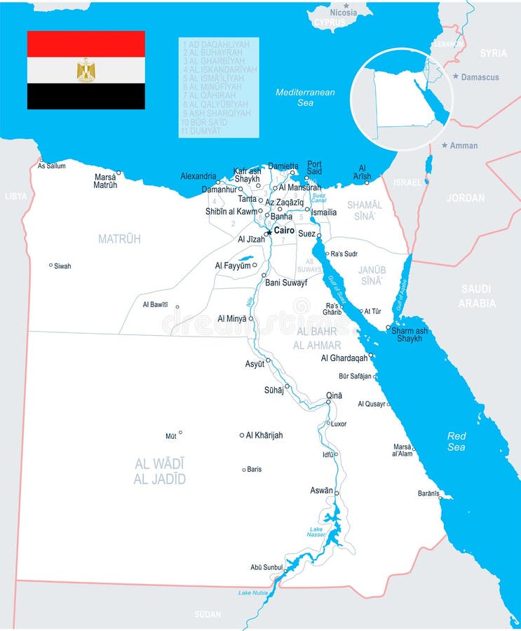Map Of Egypt High Detailed Vector Map Egypt Stock Vector