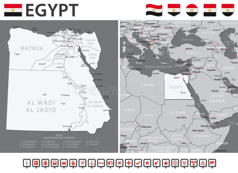 Egypt Map - Vector Infographic Set Stock Illustration - Illustration of ...