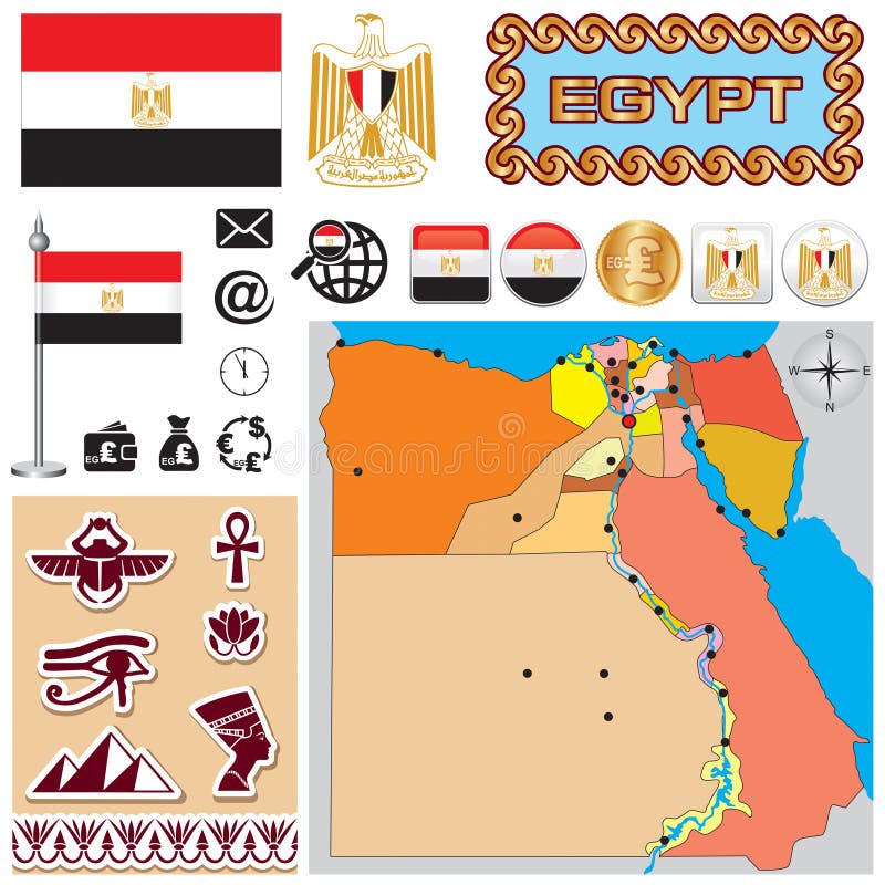 Egypt map stock vector. Illustration of contour, metropolis - 57171872