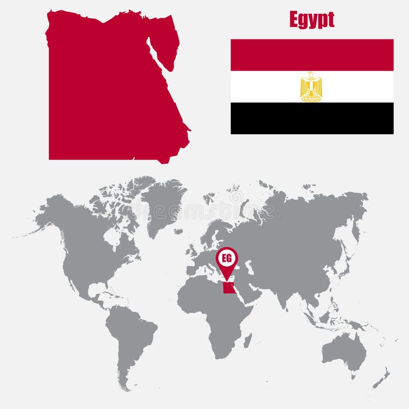 Egypt Map on a World Map with Flag and Map Pointer. Vector Illustration ...