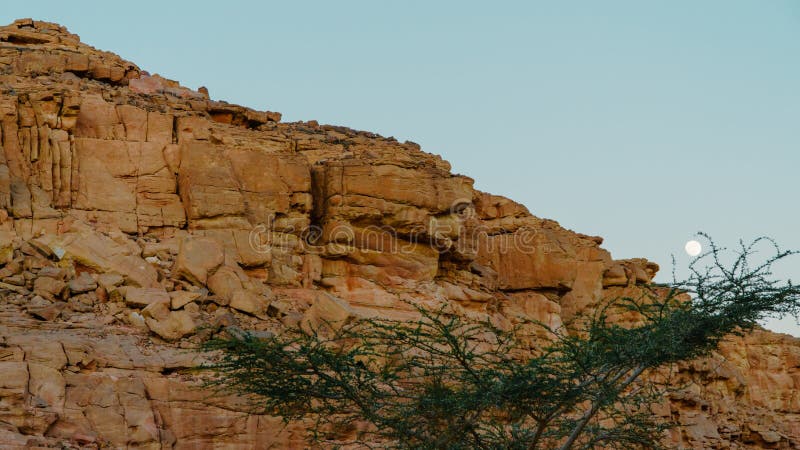 Egypt Moon Over Colored Canyon Stock Photo - Image of calm, color ...