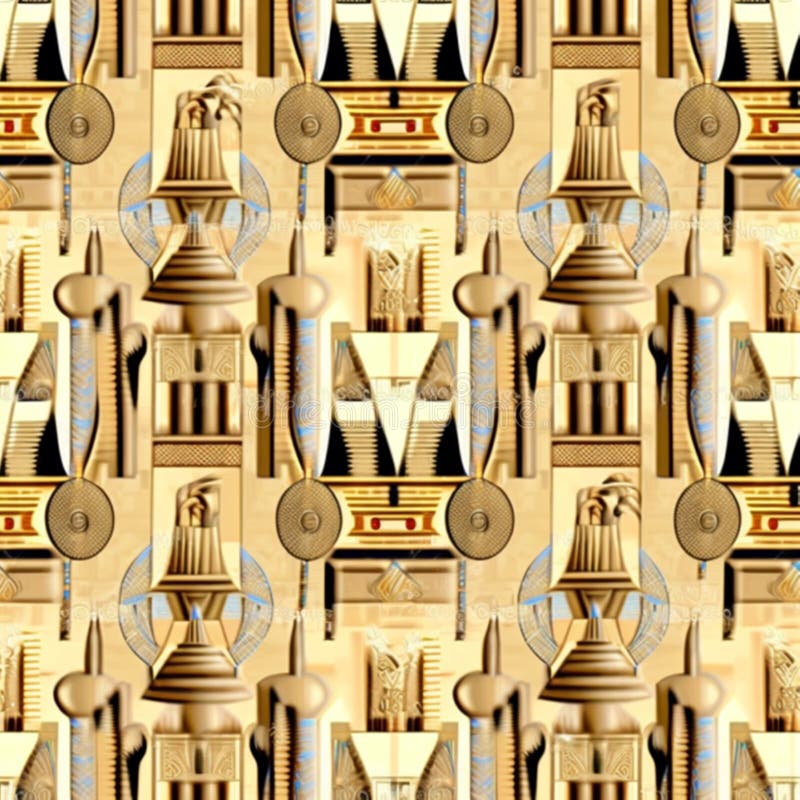 Egypt theme patterns stock illustration. Illustration of hieratic ...