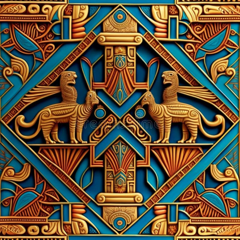 Egypt theme patterns stock illustration. Illustration of mosaics ...