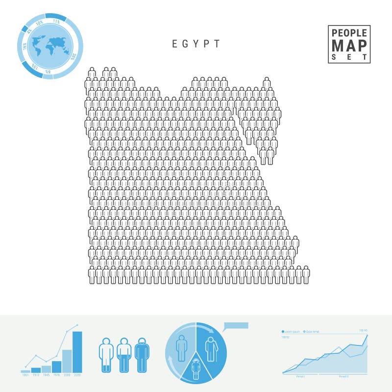 Egypt People Icon Map. Stylized Vector Silhouette of Egypt. Population ...