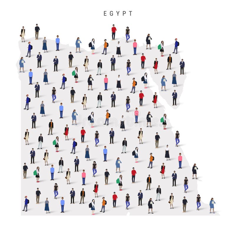 Egypt Population Map. Large Group of People in a Shape of Egyptian Map ...