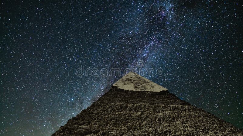Egypt Pyramid of Khafre Starry Sky Under Milky Way Galaxy Stock Image ...