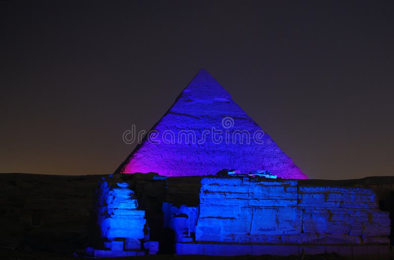 Egypt - Pyramids at Night stock image. Image of details - 16462149