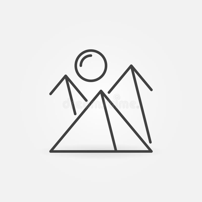Egypt Pyramids and Sun Vector Egyptian Landscape Concept Line Icon or ...
