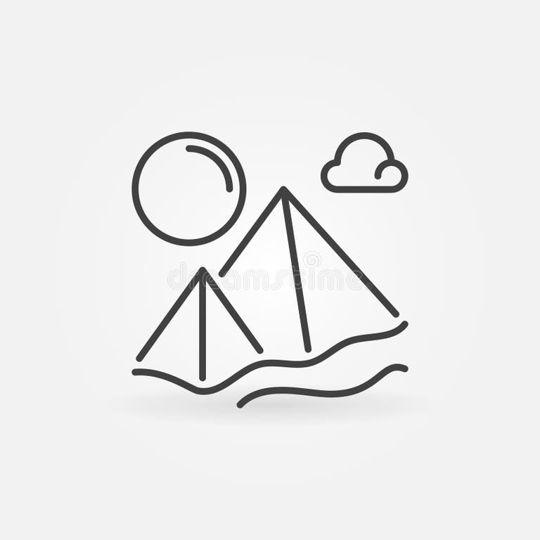 Egypt Pyramids Vector Concept Simple Icon in Thin Line Style Stock ...