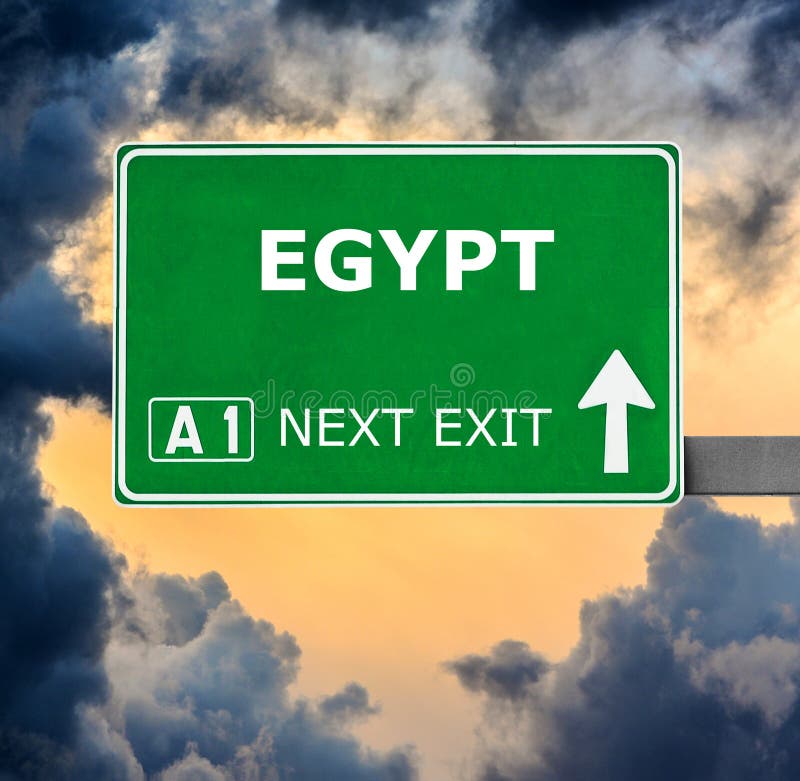 EGYPT Road Sign Against Clear Blue Sky Stock Image - Image of clouds ...