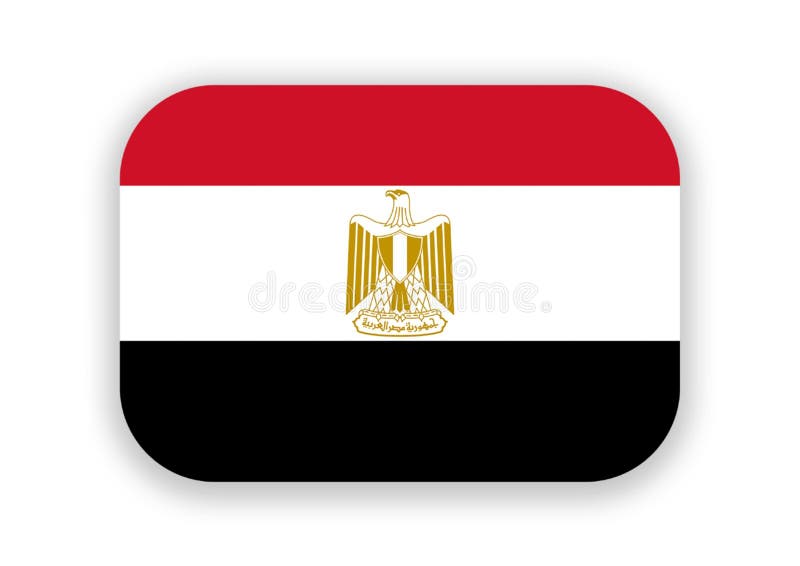 Egypt Rounded Rectangle Flag Icon with Shadow on White Background Stock ...