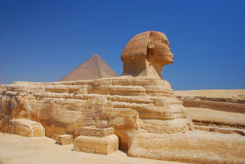 Full Sphinx Profile Pyramid Giza Egypt Stock Photo - Image of wonders ...