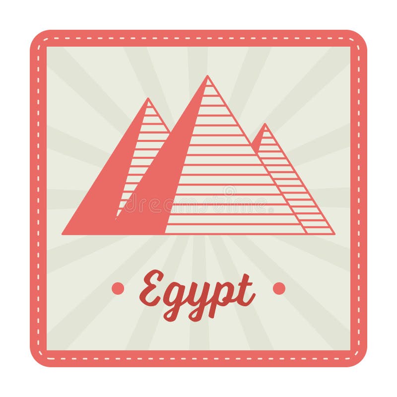 Egypt Stamp or Sticker Design with Pyramid Against Rays Background in ...