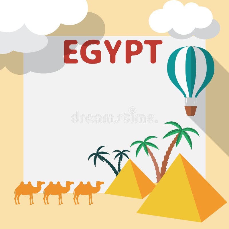 Egypt Travel Flat Design Illustration Stock Vector - Illustration of ...