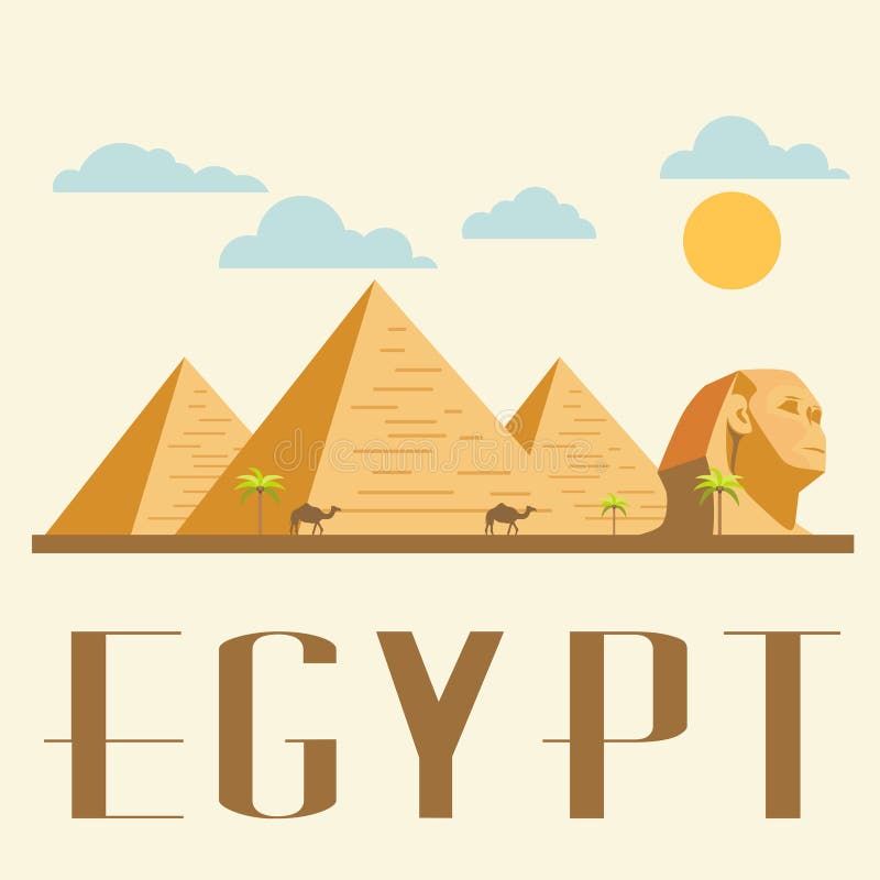 Egypt Travel and Landmark. Concept Vector Illustration Stock Vector ...