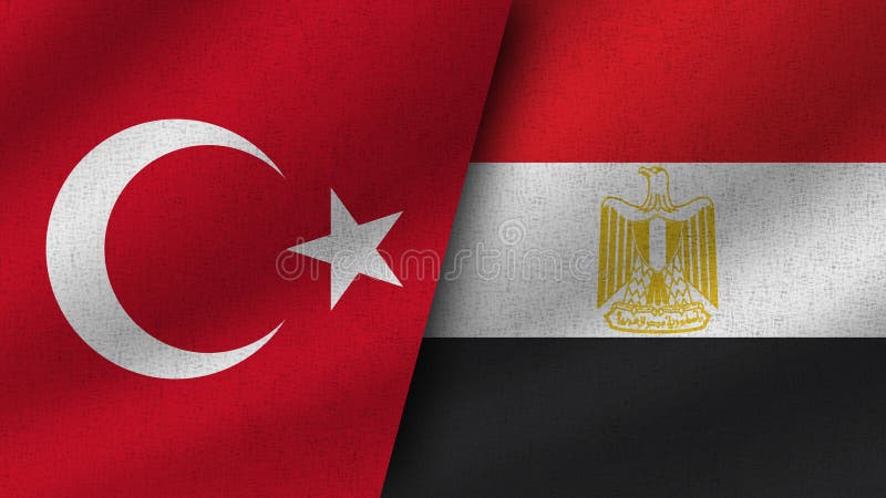 Egypt and Turkey Realistic Two Flags Together Stock Illustration ...