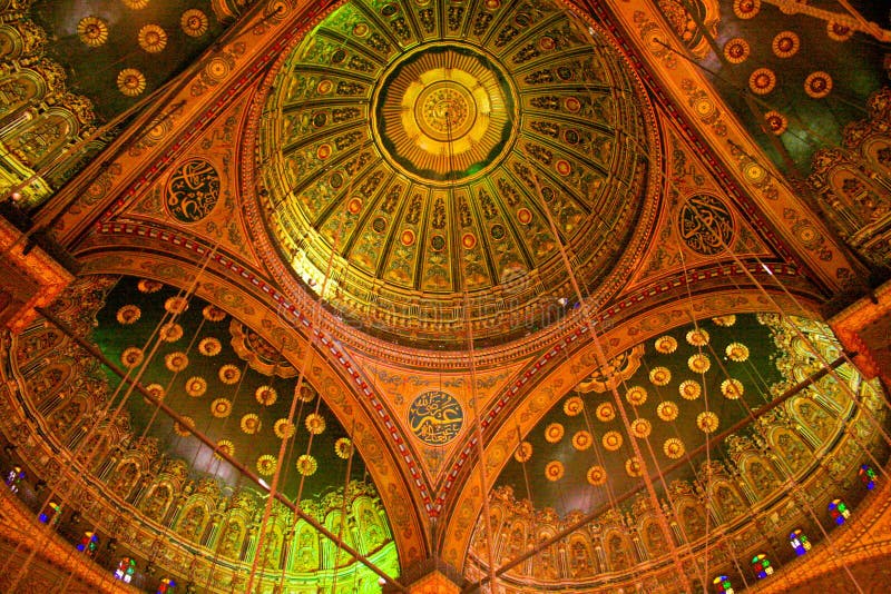 Mosque Ceiling in Egypt stock image. Image of tourist - 222332925