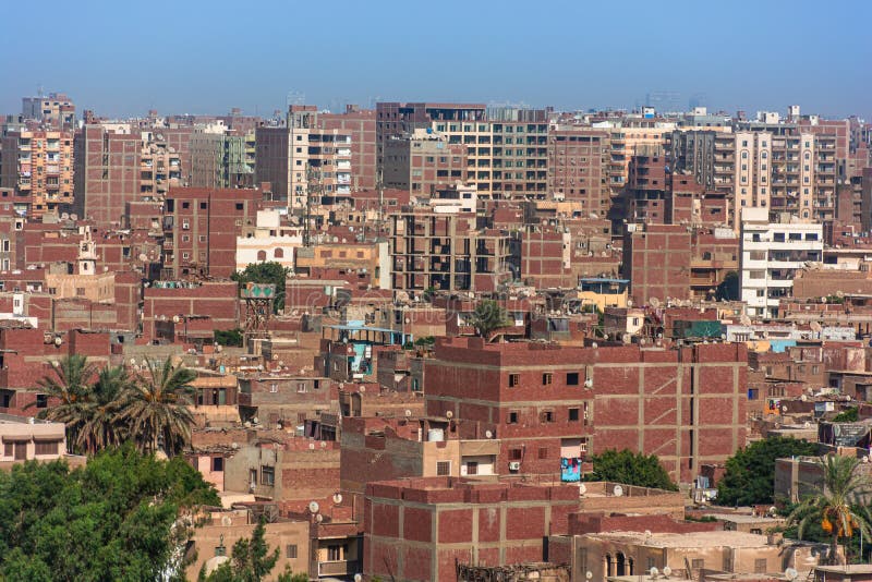 Egypt, View of the City of Cairo from the Giza Plateau Stock Photo ...