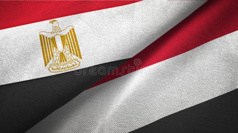Egypt and Yemen Two Flags Textile Cloth, Fabric Texture Stock ...